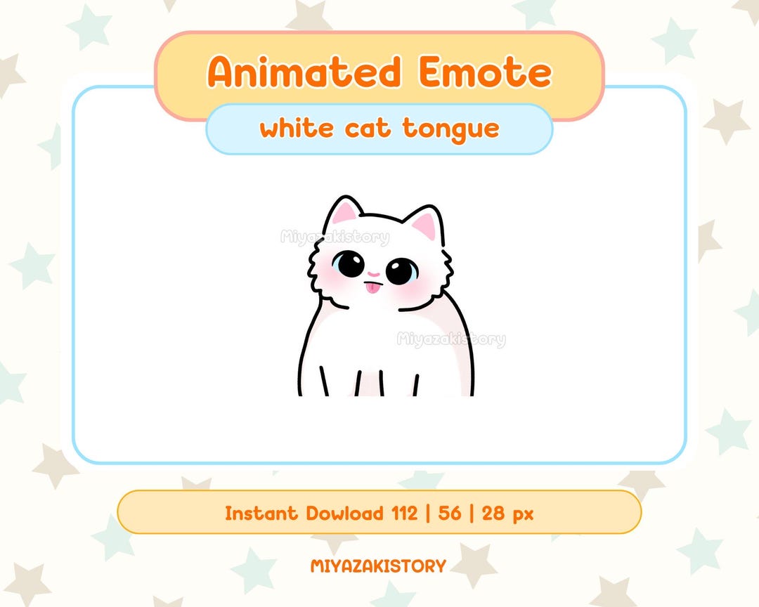Animated White Cat Tongue | Cat Meme Emote | Animal Emote for Twitch ...