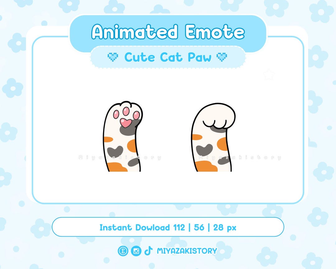 Animated Calico Cat Paw | Emote for Twitch | Cute Chibi Emote | Ready ...
