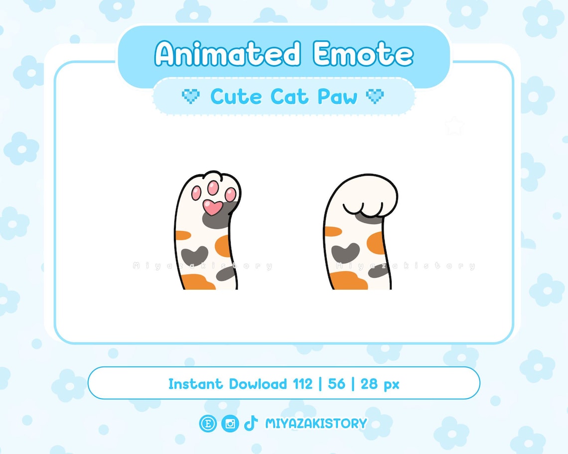 Animated Calico Cat Paw | Emote for Twitch | Cute Chibi Emote | Ready ...