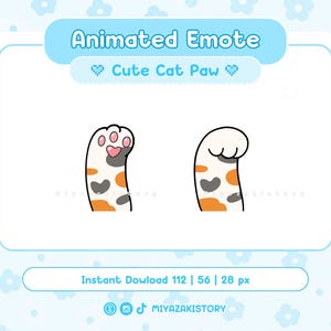 Animated Calico Cat Paw | Emote for Twitch | Cute Chibi Emote | Ready ...