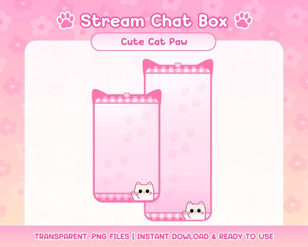 Pink Cat Paw Chat Box Stream Overlay | Twitch Overlay | Cat Stream ...
