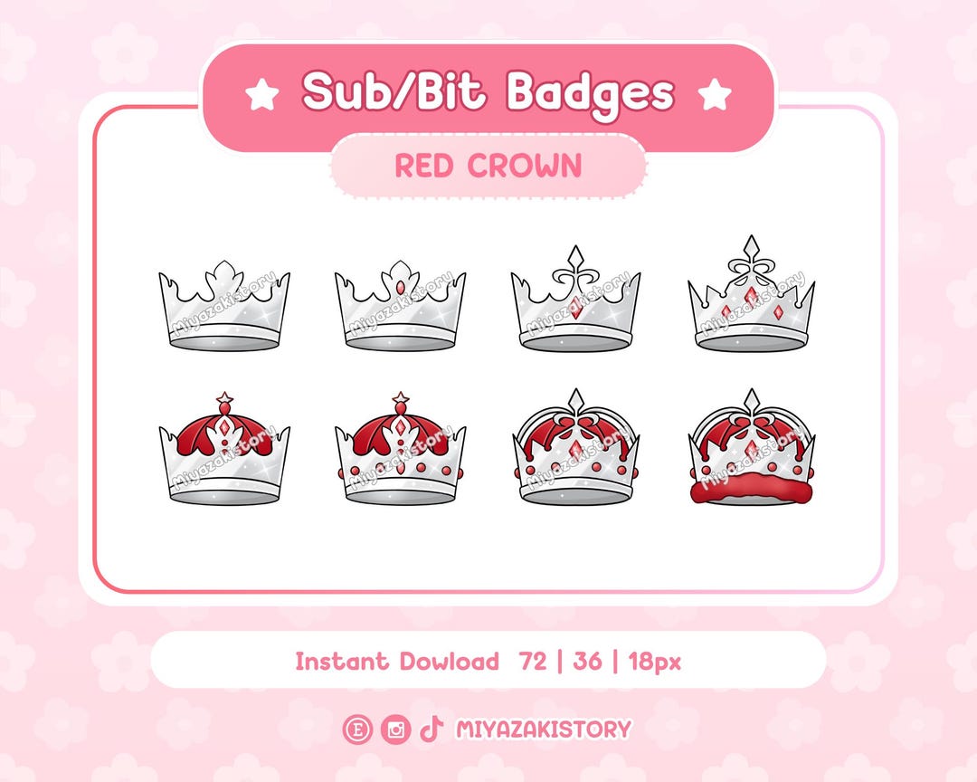 Red Crown Sub Badges | Bit Badges | Loyalty Badges | Twitch Badges ...