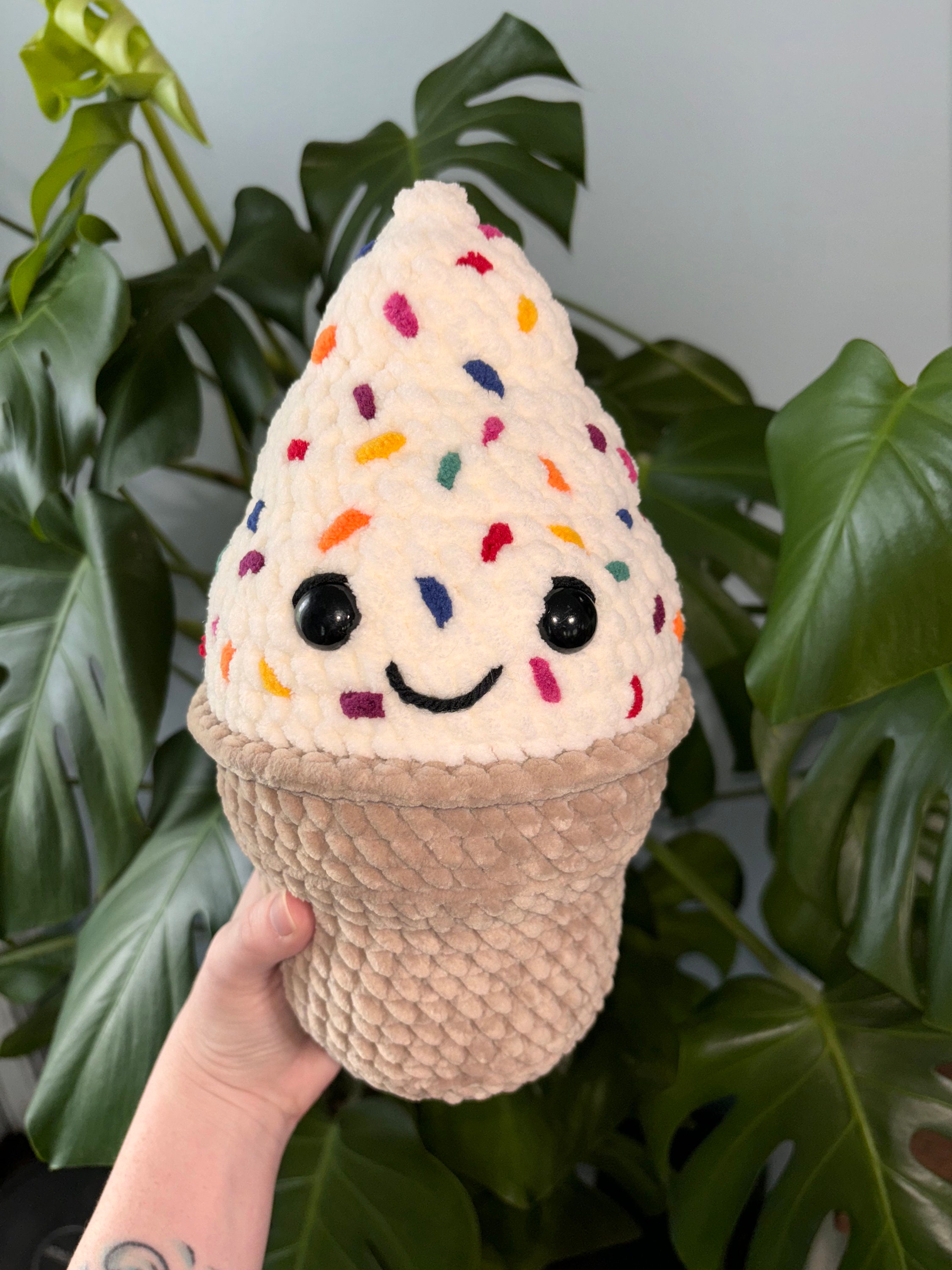 Ice Cream Cone Plushie | Crocheted Ice Cream Plush - Etsy