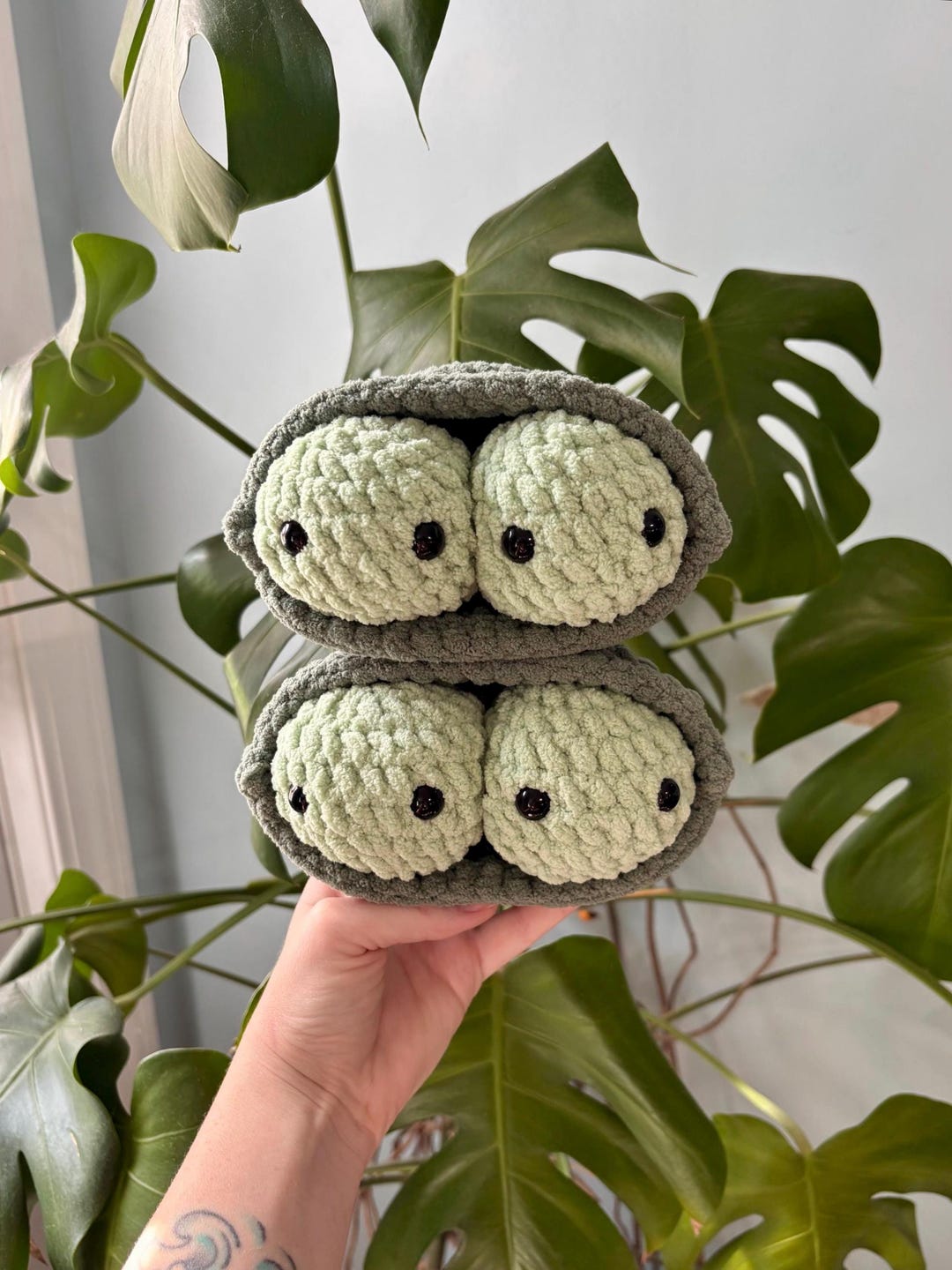 Two Peas in a Pod | Crocheted Pea Pod Plushie | Stuffed Toy - Etsy