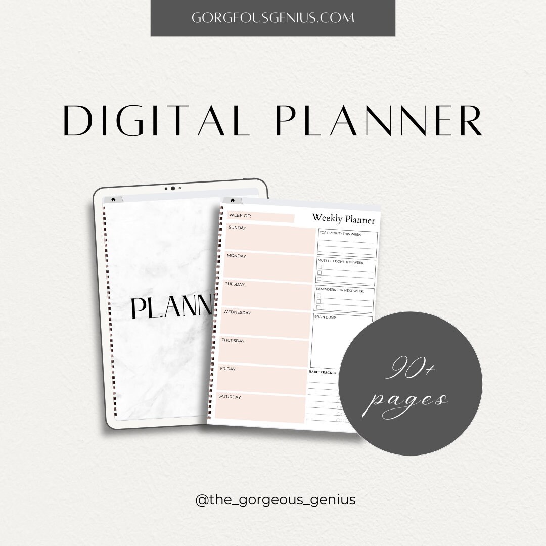 The Gorgeous Digital Planner: Undated Hyperlinked Pages| Weekly Planner ...