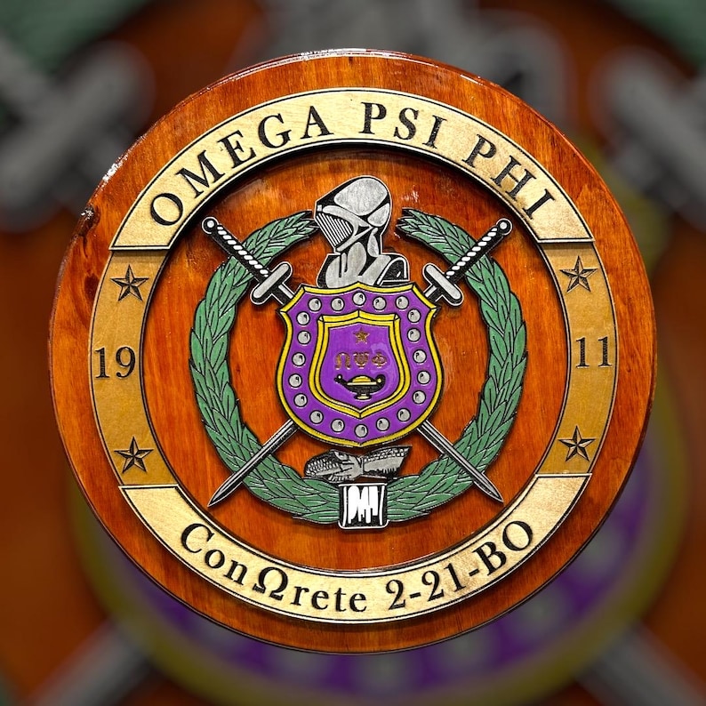 OMEGA PSI PHI Crest Wooden Wall-mounted Art. - Etsy