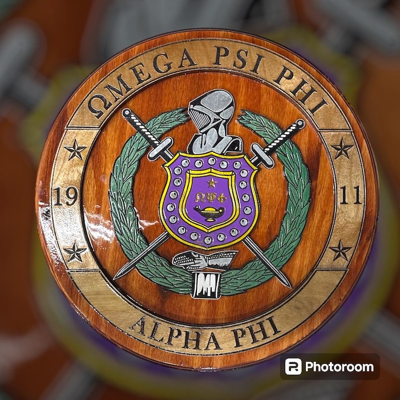 OMEGA PSI PHI Crest Wooden Wall-mounted Art. - Etsy
