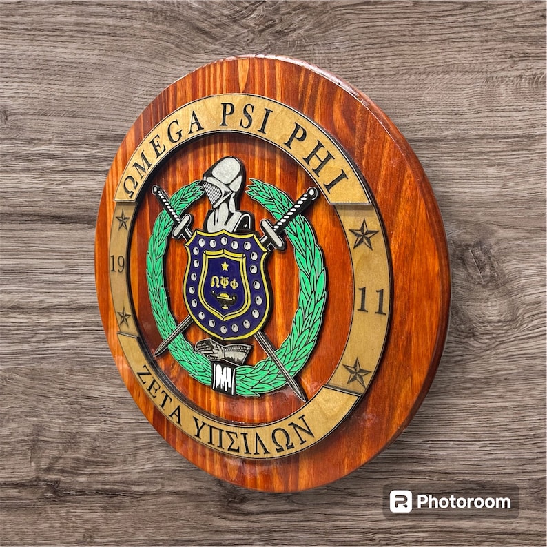 OMEGA PSI PHI Crest Wooden Wall-mounted Art. - Etsy