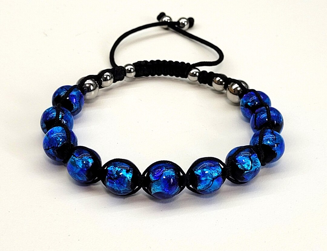 Cobalt & Cerulean Blue Glow-in-the-dark Adjustable Bracelet: 10mm ...