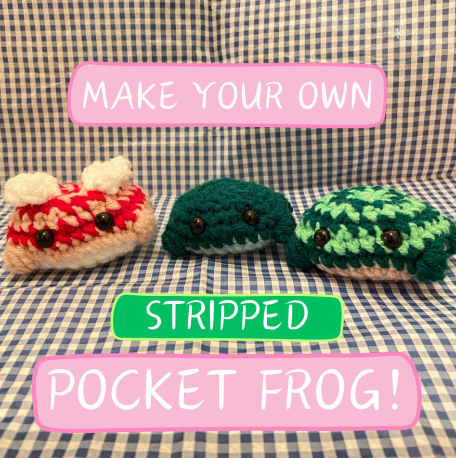 Crocheted Pocket Frogs Make Your Own Stripped Pocket Frog Frog Friends ...