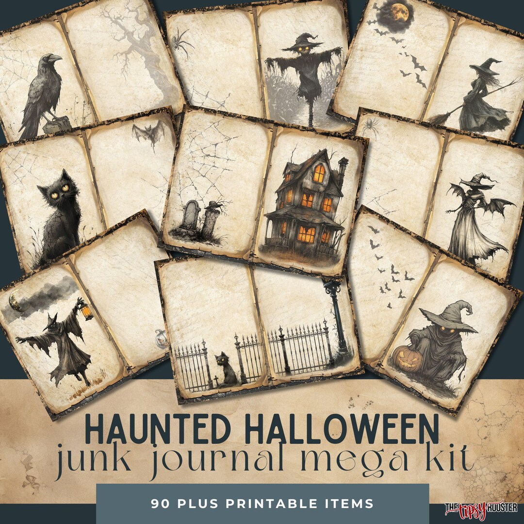 Halloween Junk Journal Kit, Spooky Season, Gothic Ephemera, Witchy ...