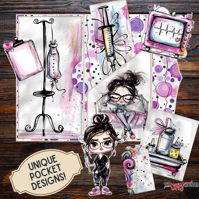 Cute Nurse Junk Journal, Folio Kit, RN Gift for Her, Doodle Ephemera ...