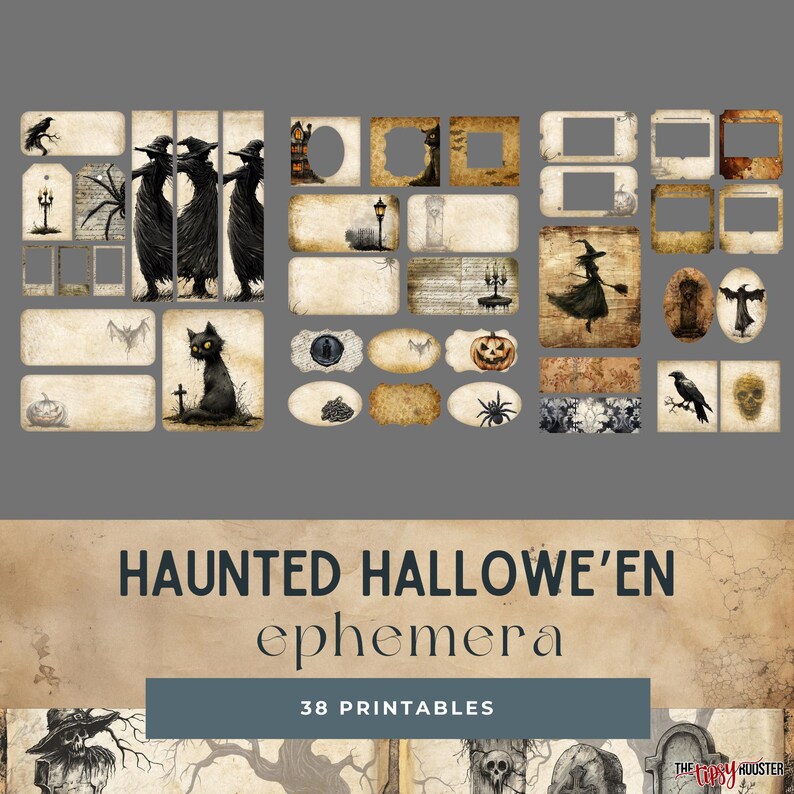 Halloween Junk Journal Kit, Spooky Season, Gothic Ephemera, Witchy ...