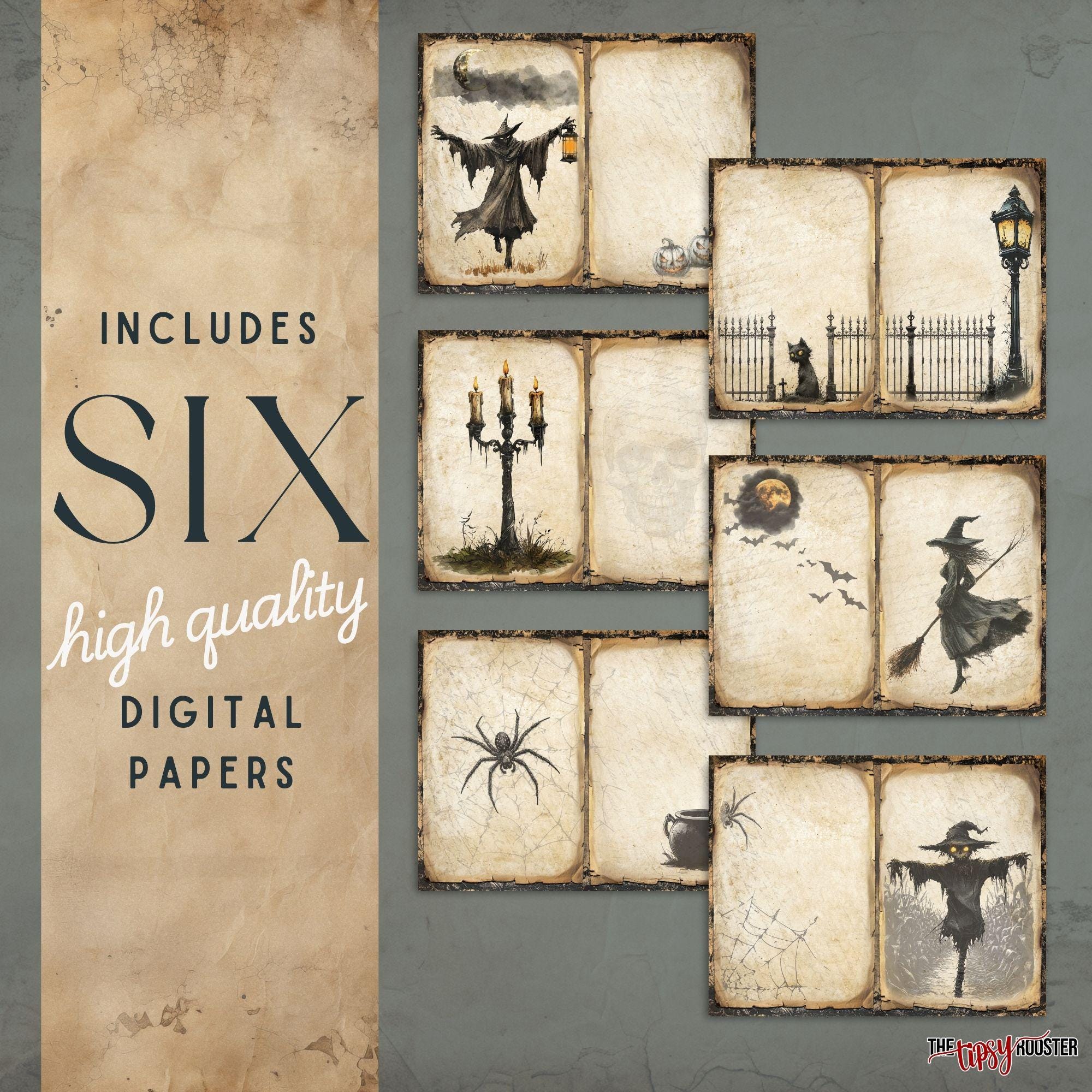 Halloween Junk Journal Paper Pack, Spooky Season Decor, Printable ...