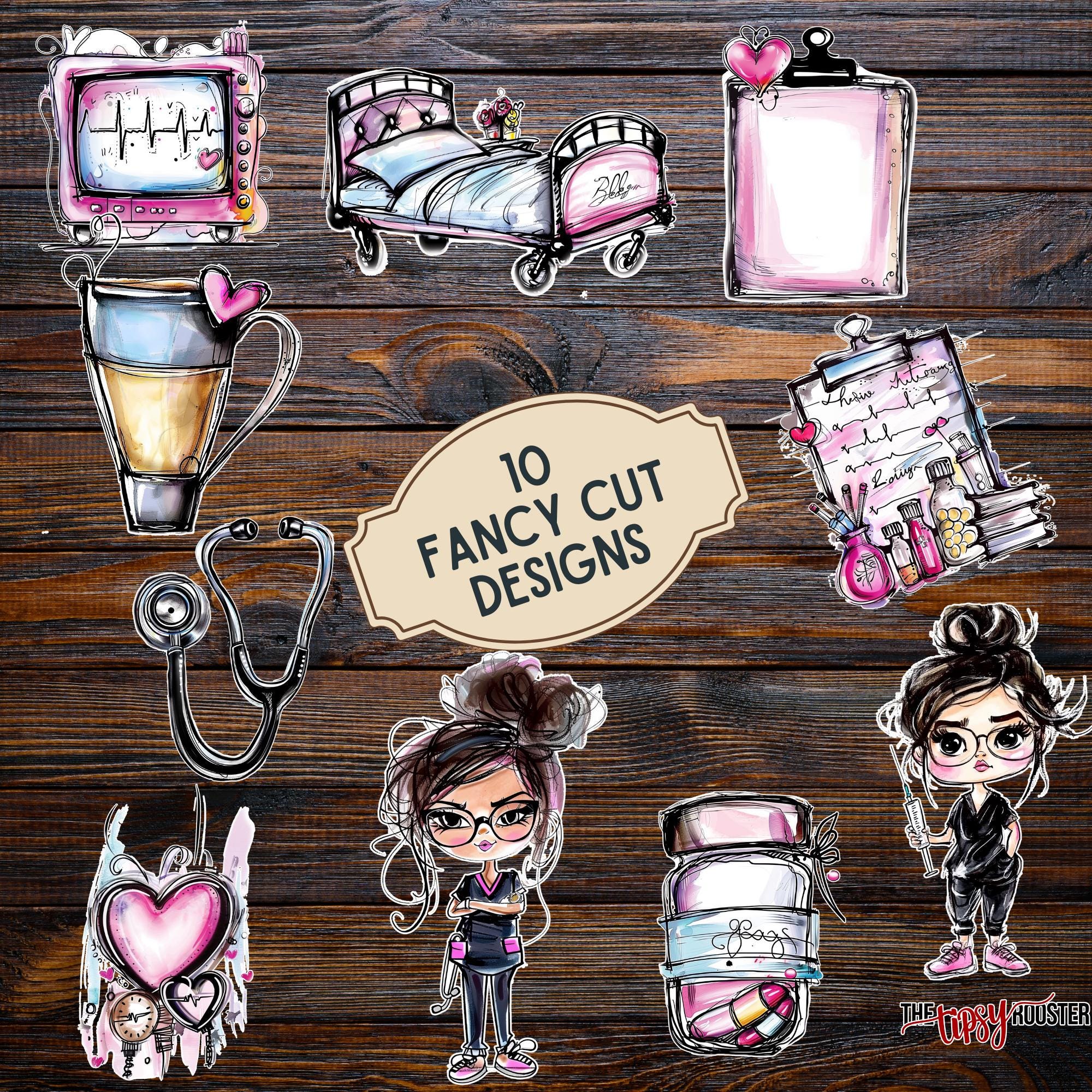 Cute Nurse Junk Journal, Folio Kit, RN Gift for Her, Doodle Ephemera, Printable Digital Papers ...