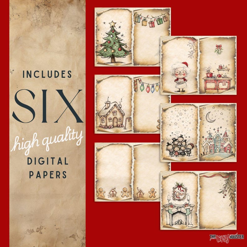 Christmas Junk Journal Mega Paper Pack, Festive Decor, 24 Printable ...