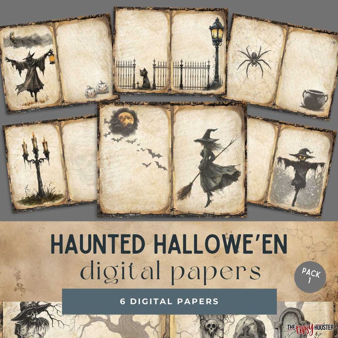 Halloween Junk Journal Paper Pack, Spooky Season Decor, Printable ...