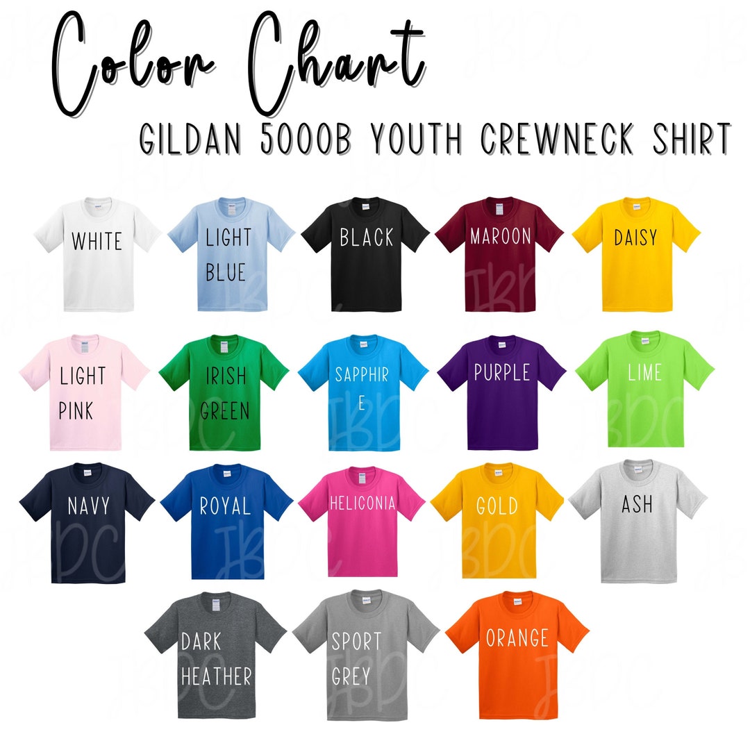 Gildan 5000b Color Chart, Gildan Color Chart, Gildan 5000b, Mockup ...