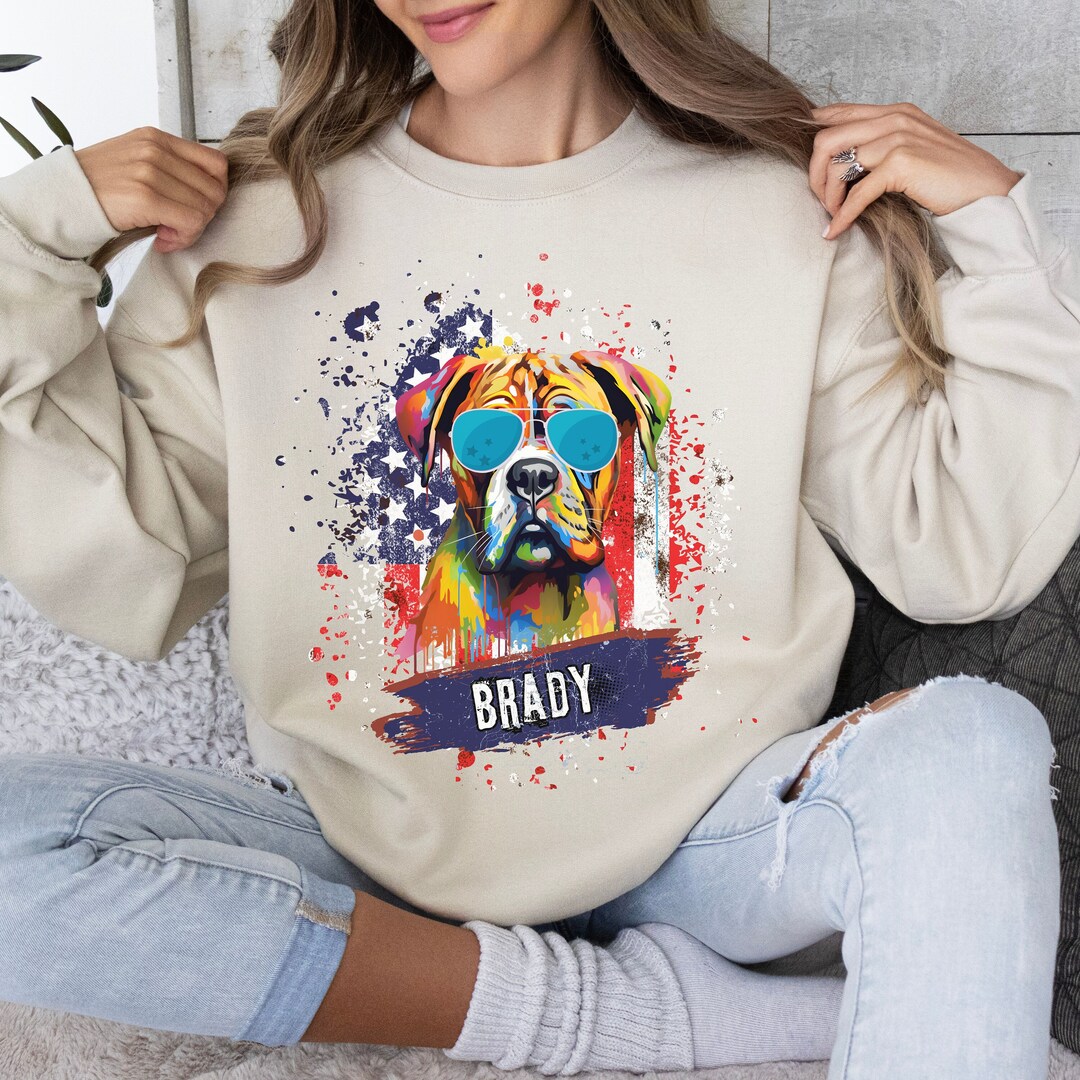 Custom Dog With American Flag, Boxer Personalized Shirt, Boxer Dog ...