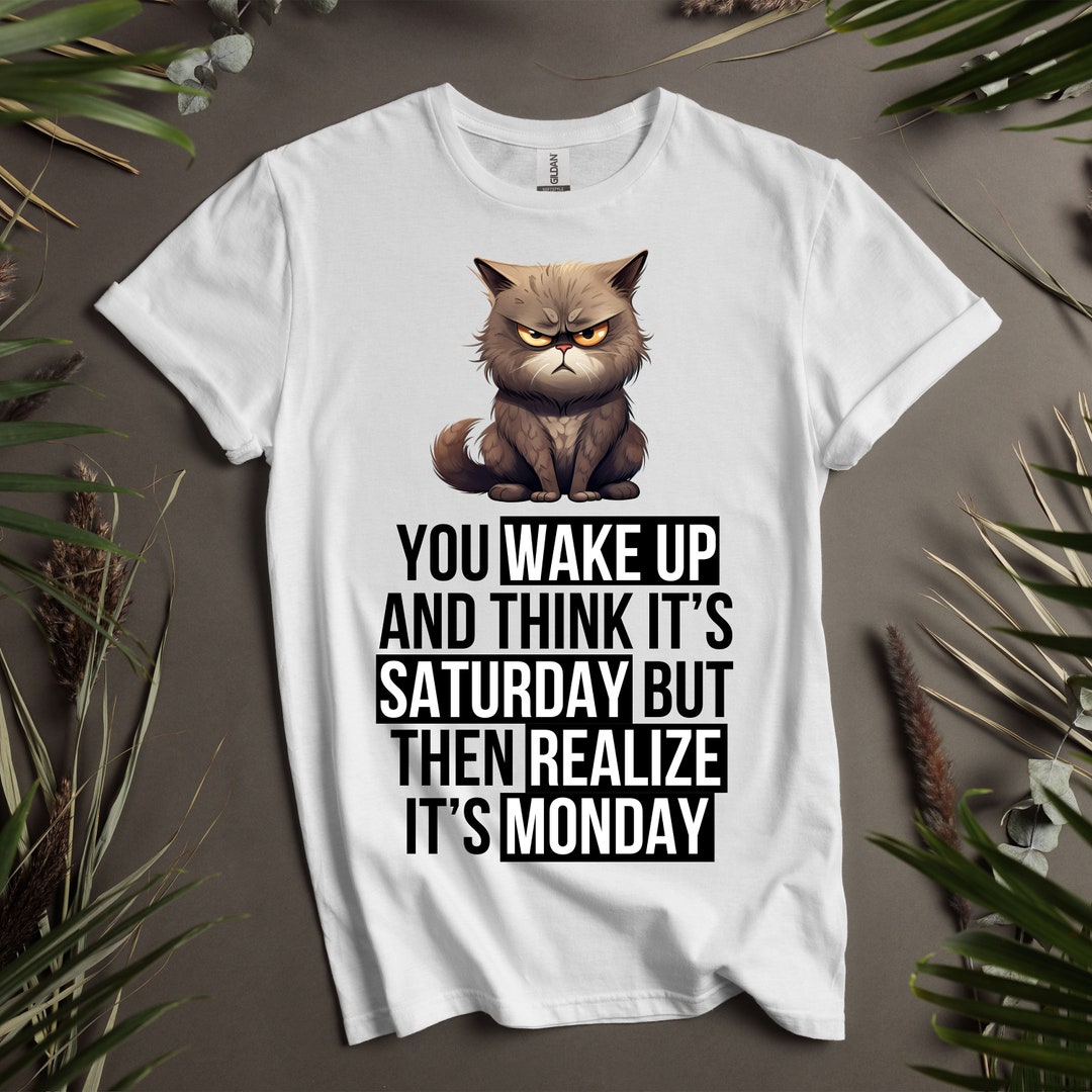 Grumpy Monday Morning T-shirt, Funny Cat Shirt, Gag T-shirt, Mad Cat ...