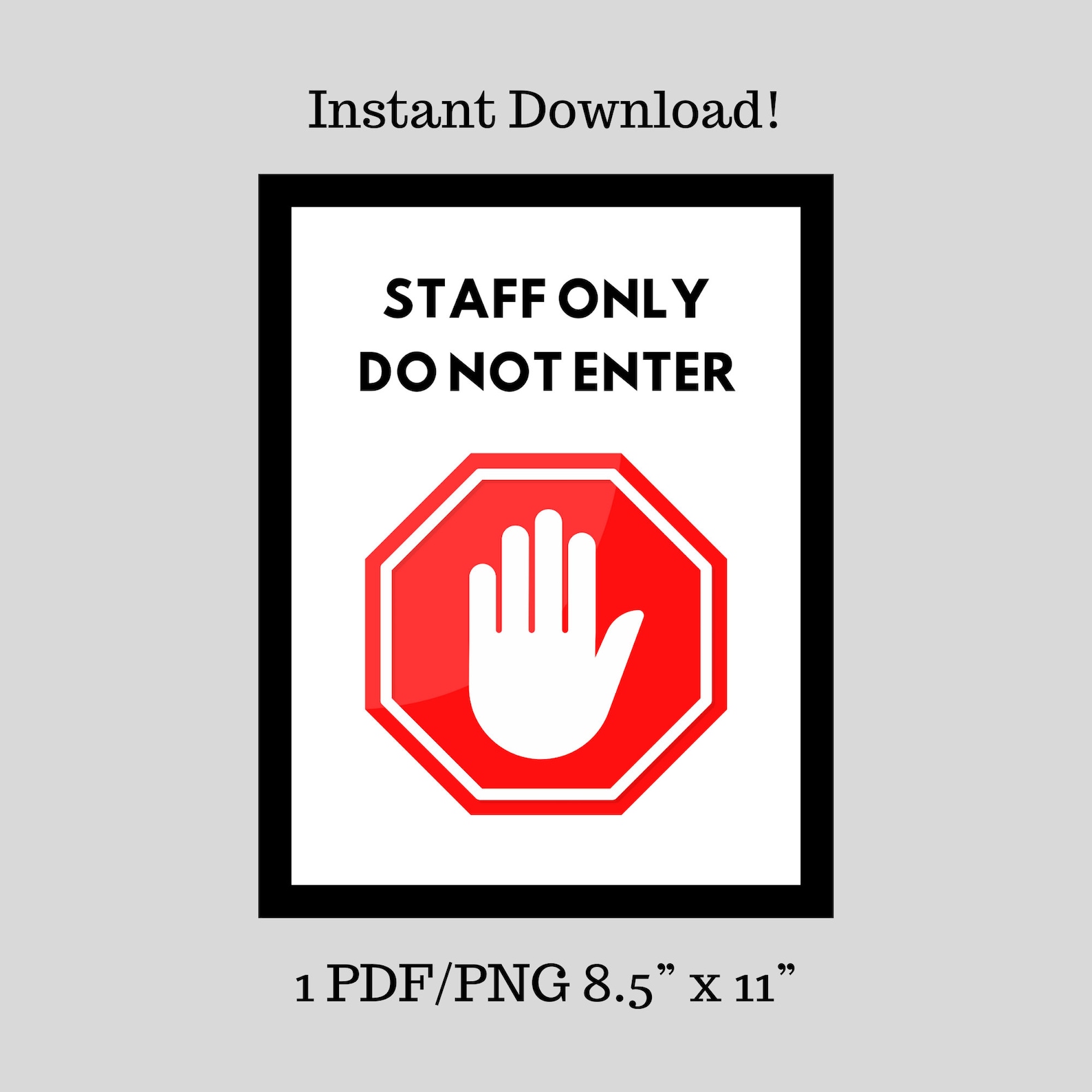 Printable Staff Only Sign, Do Not Enter Sign - Letter Size, Instant ...