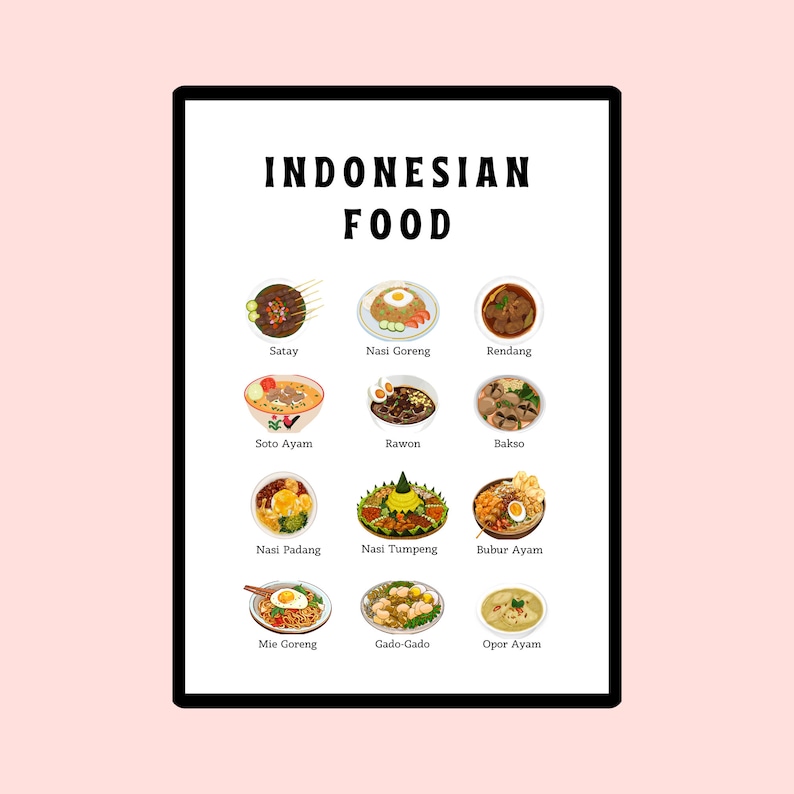 Printable Indonesian Food | Indonesian Cuisine | Wall Art | Decoration ...