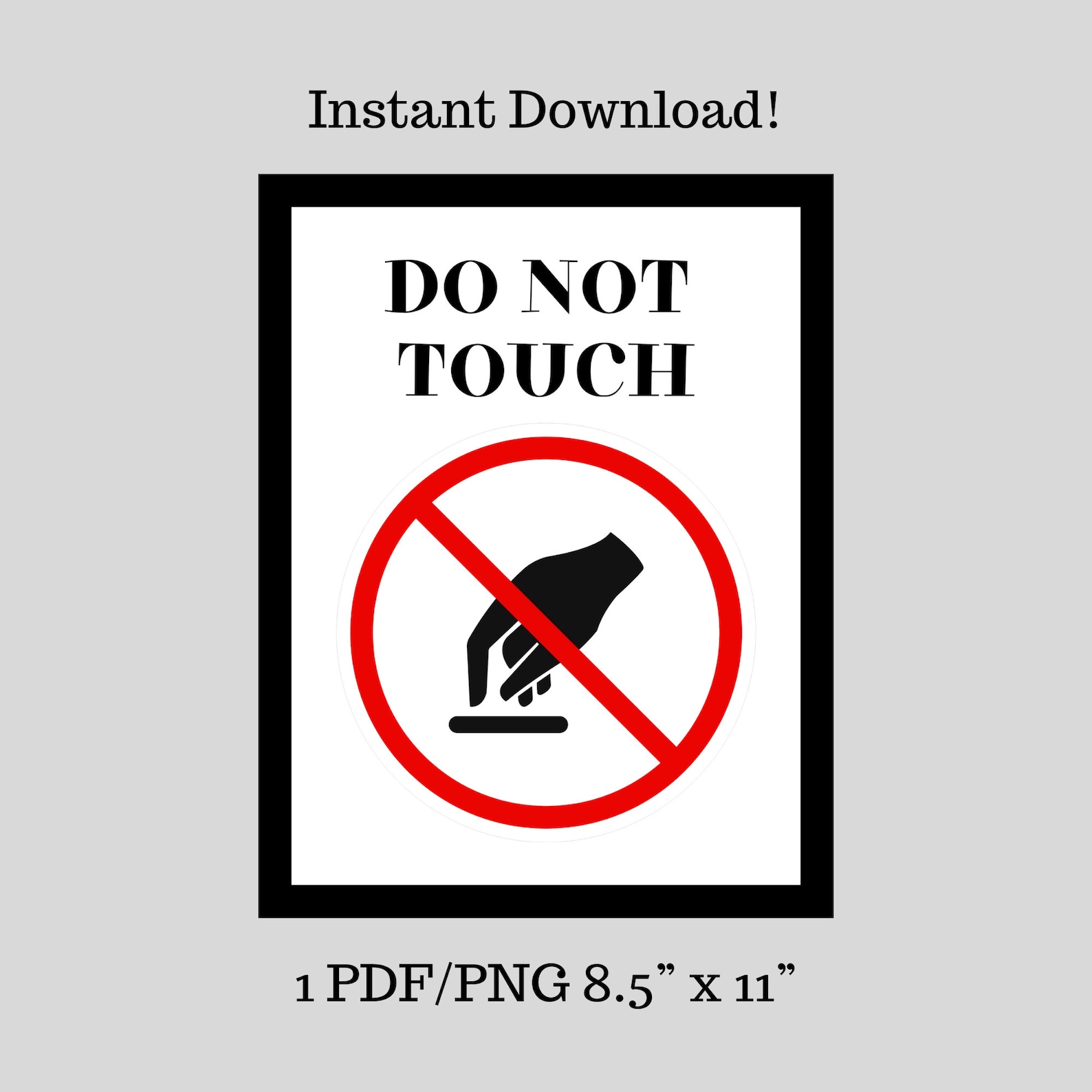 Printable Do Not Touch Sign | Don't Touch Sign | Instant Download ...