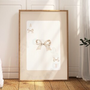 Coquette Neutral Beige Bow Playing Card Digital Prints, Coastal ...