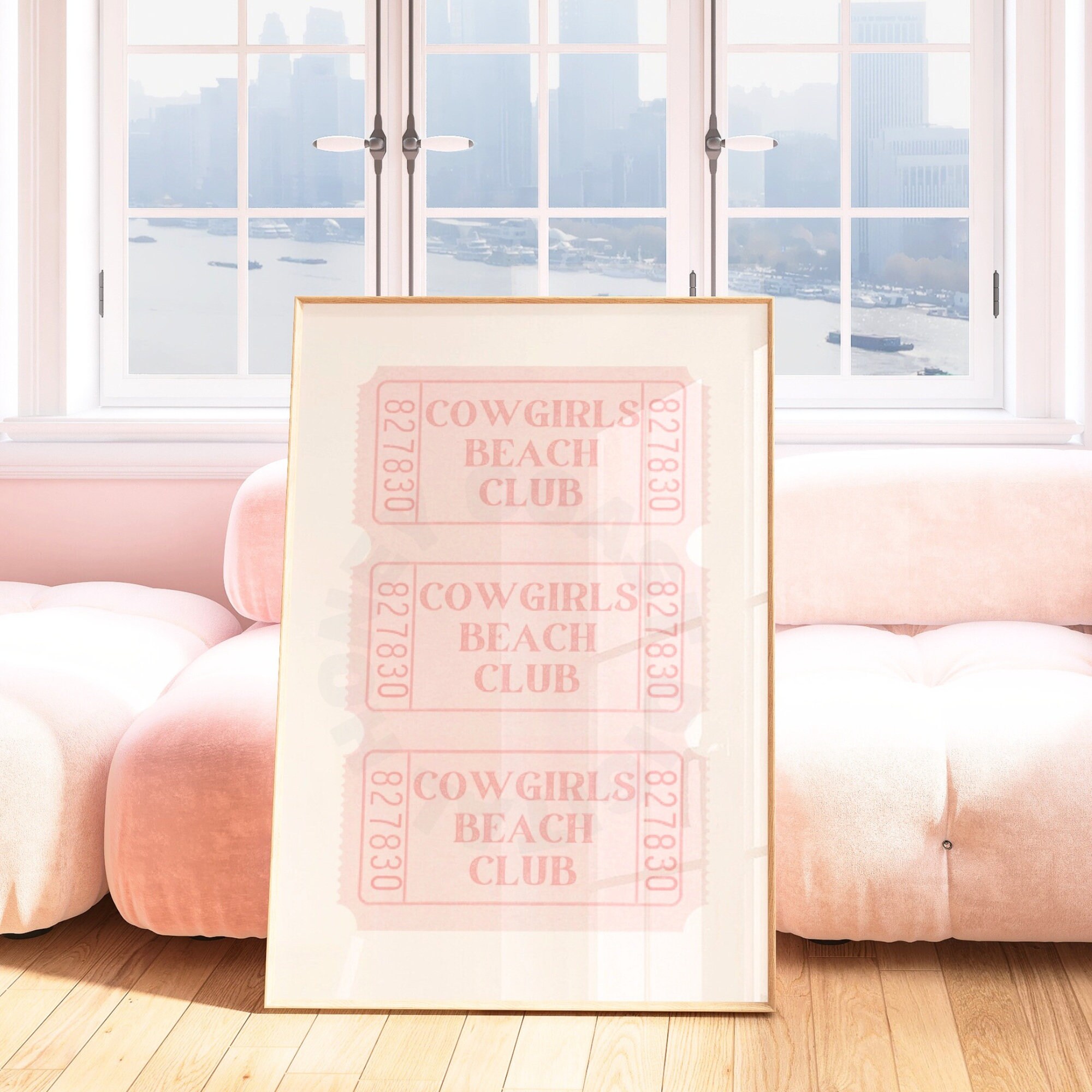 Coastal Cowgirl Print, Trendy Retro Beach Club Tickets Printed Poster ...