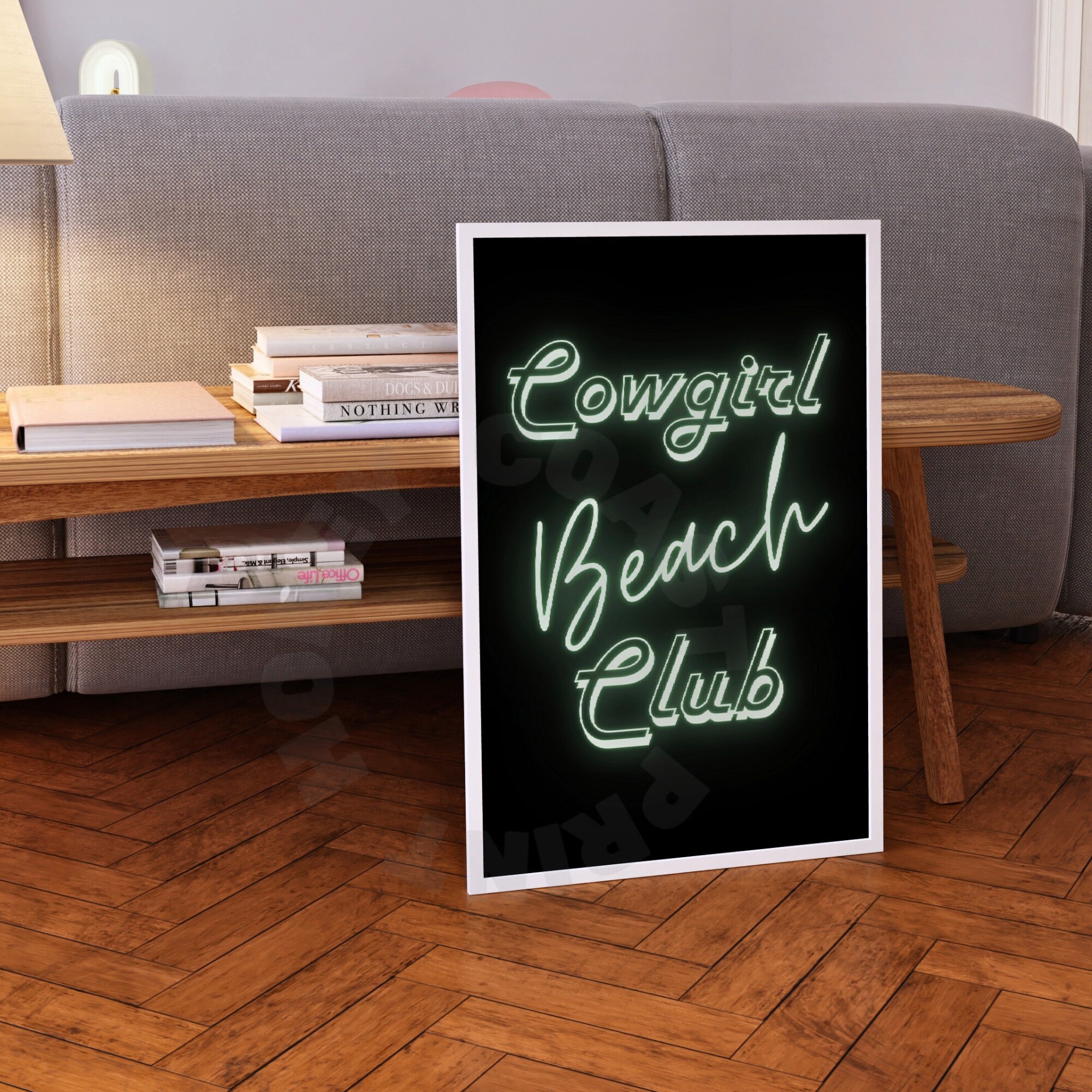 Coastal Cowgirl Beach Club Neon Sign Digital Print, Trendy Y2K ...