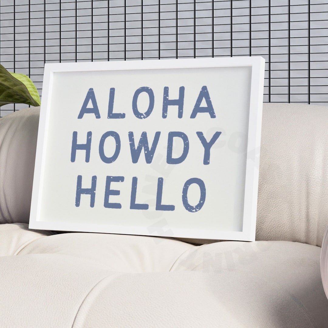 Landscape Aloha Howdy Hello Typography Digital Print in Coastal Blue ...