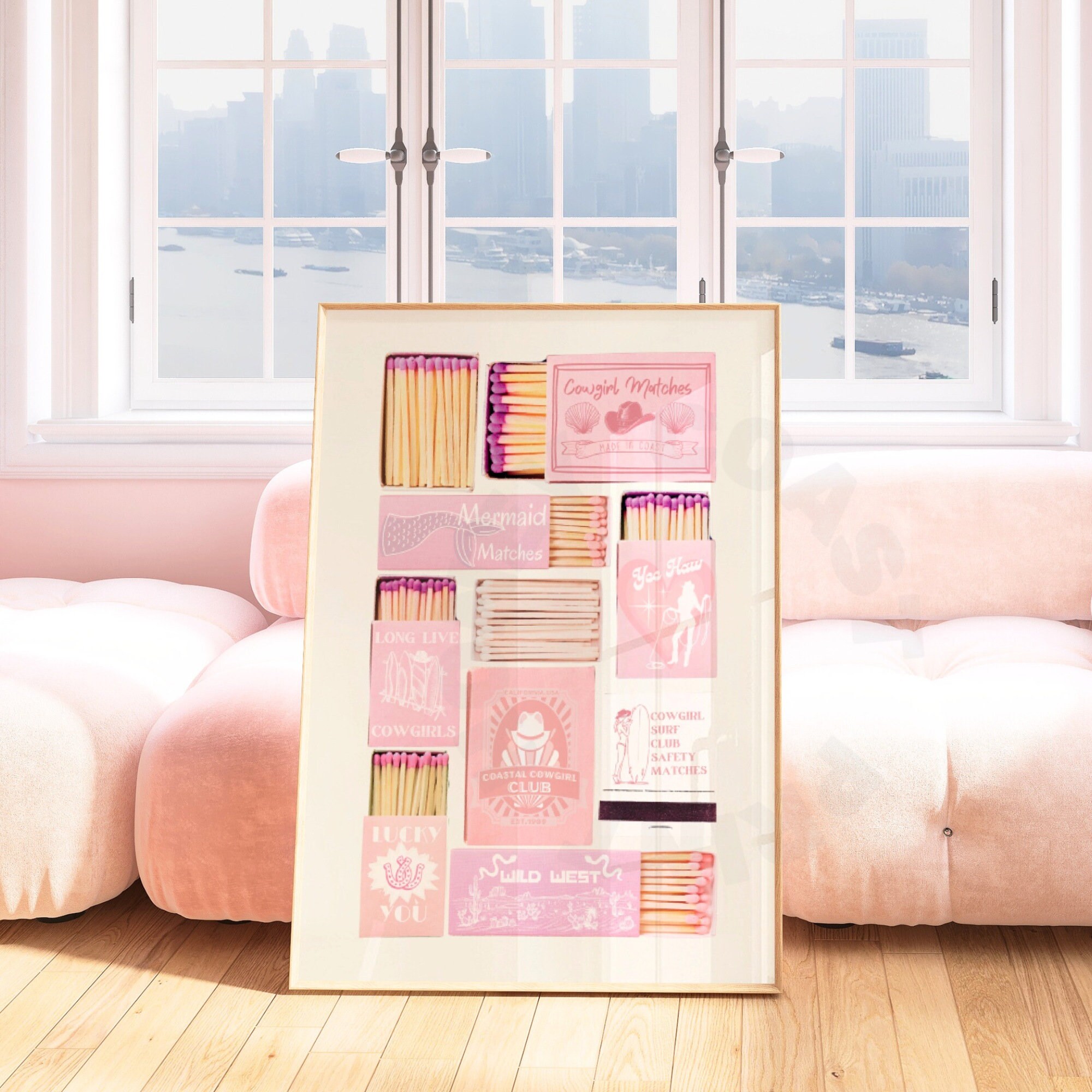 Coastal Cowgirl Vintage Matchbox Digital Print in Pastel Pink, Cowgirl ...