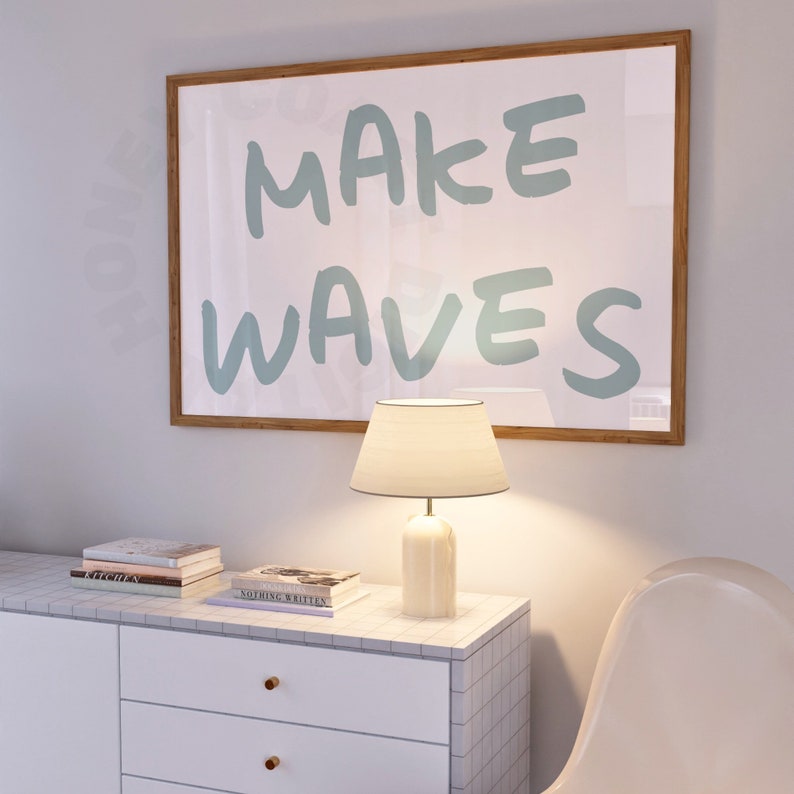 Landscape Make Waves Typography Digital Print in Shore Green, Trendy ...
