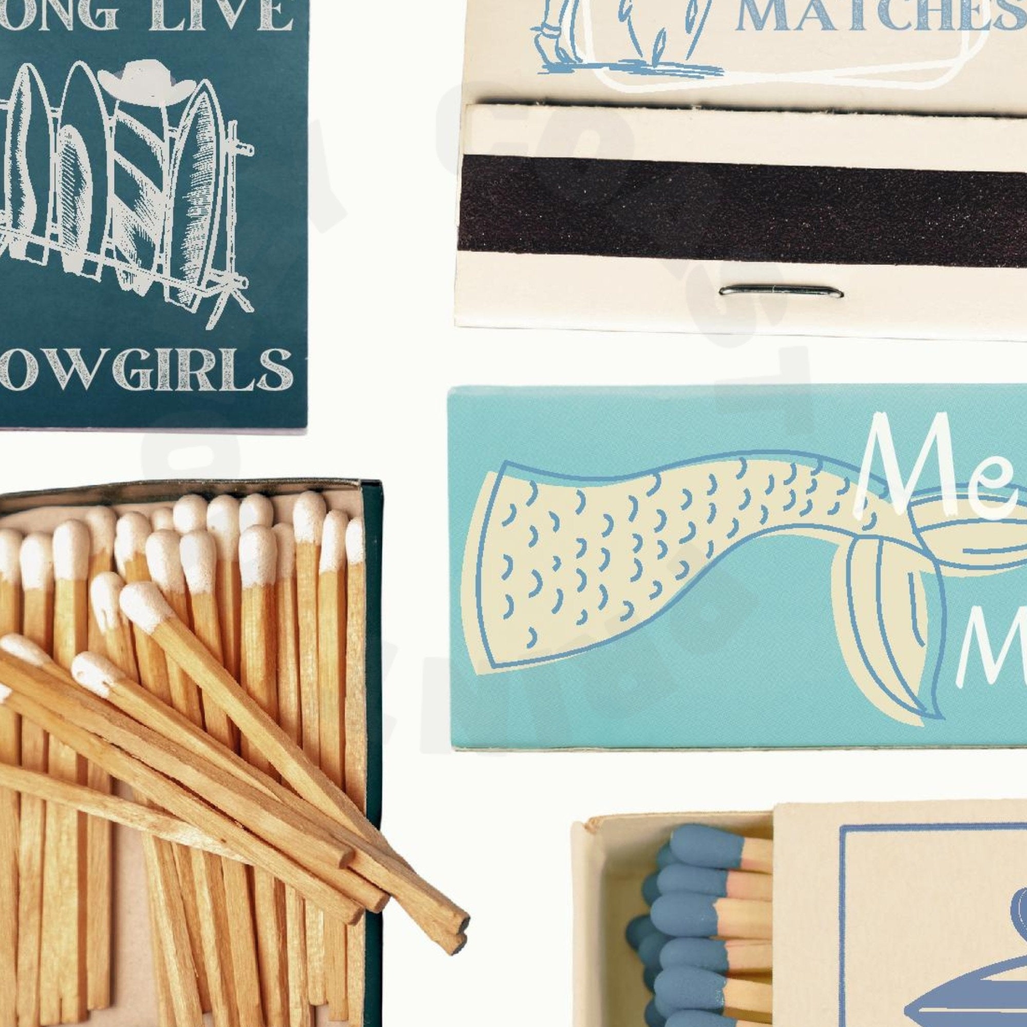 Coastal Cowgirl Vintage Matchbox Print, Coastal Blue Cowgirl Matches ...