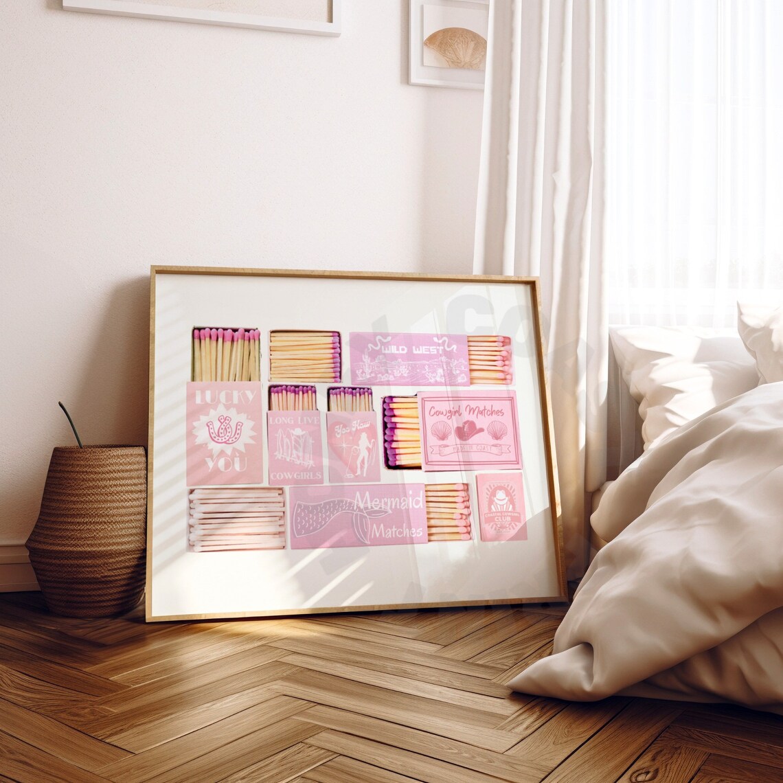 Landscape Pastel Pink Coastal Cowgirl Vintage Matchbox Matches Digital ...