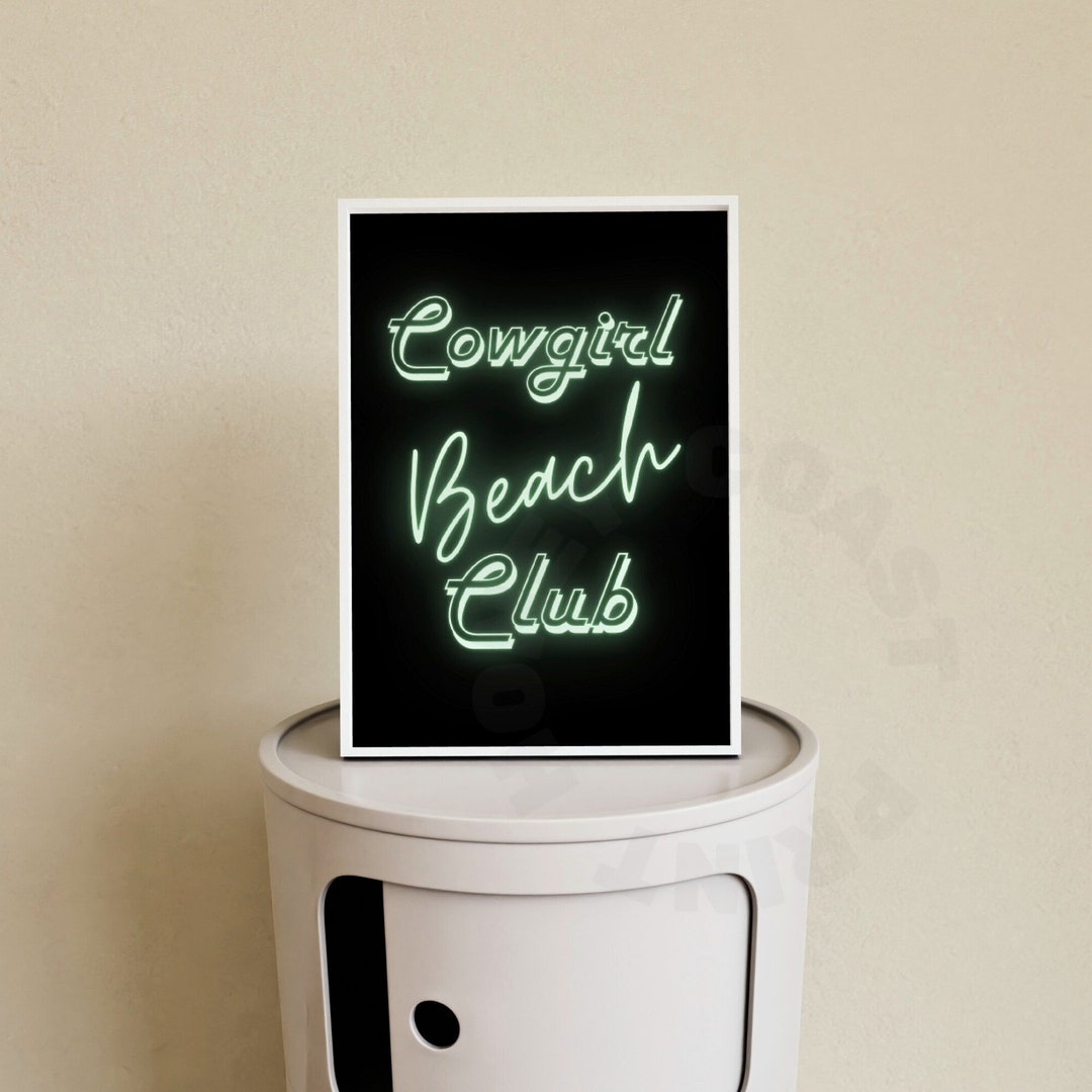 Coastal Cowgirl Beach Club Neon Sign Digital Print, Trendy Y2K ...