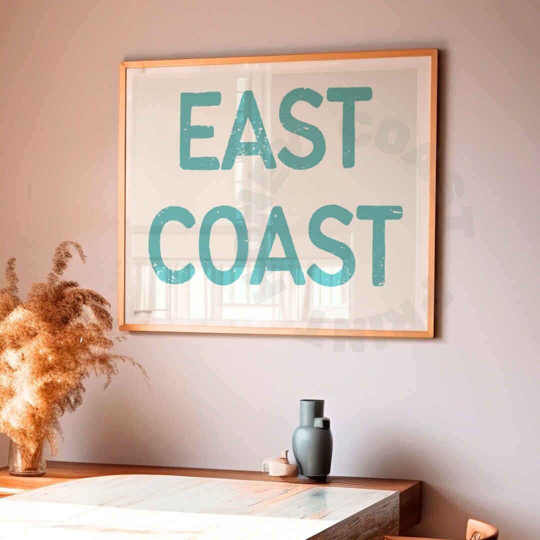 Landscape East Coast Typography Digital Print in Seafoam Blue, Trendy ...
