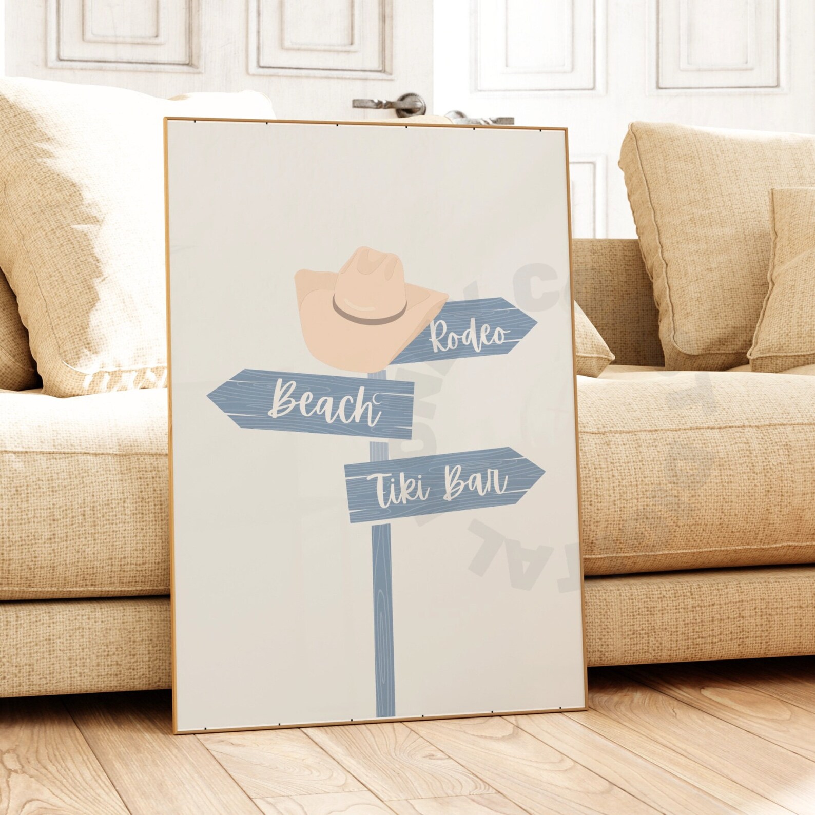 Coastal Cowgirl Digital Prints, Trendy Beachy Wall Art, Cowboy Hat ...