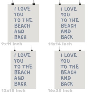 I Love You to the Beach and Back Typography Print in Coastal Blue ...