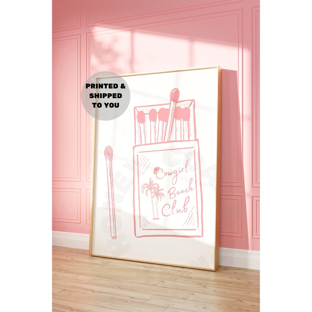Coastal Cowgirl Beach Club Vintage Matchbox Matches Print, Trendy ...
