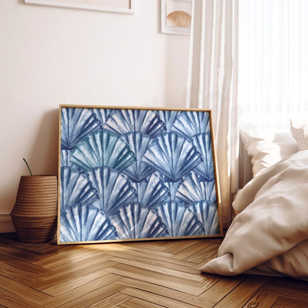 Landscape Navy Watercolor Seashells Poster, Coastal Granddaughter Print ...