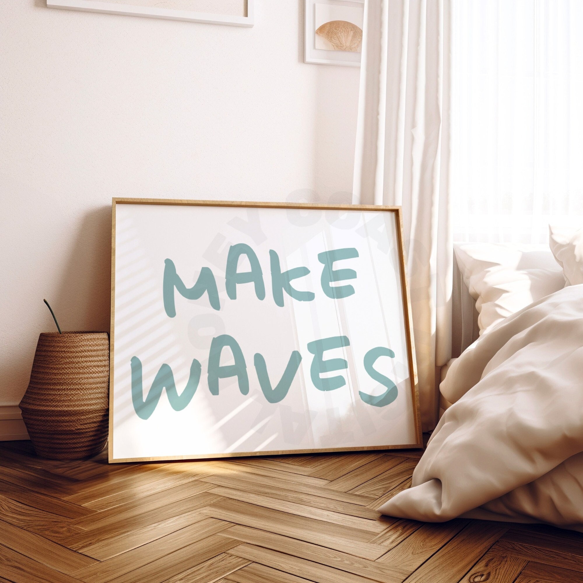 Landscape Make Waves Typography Digital Print in Shore Green, Trendy ...