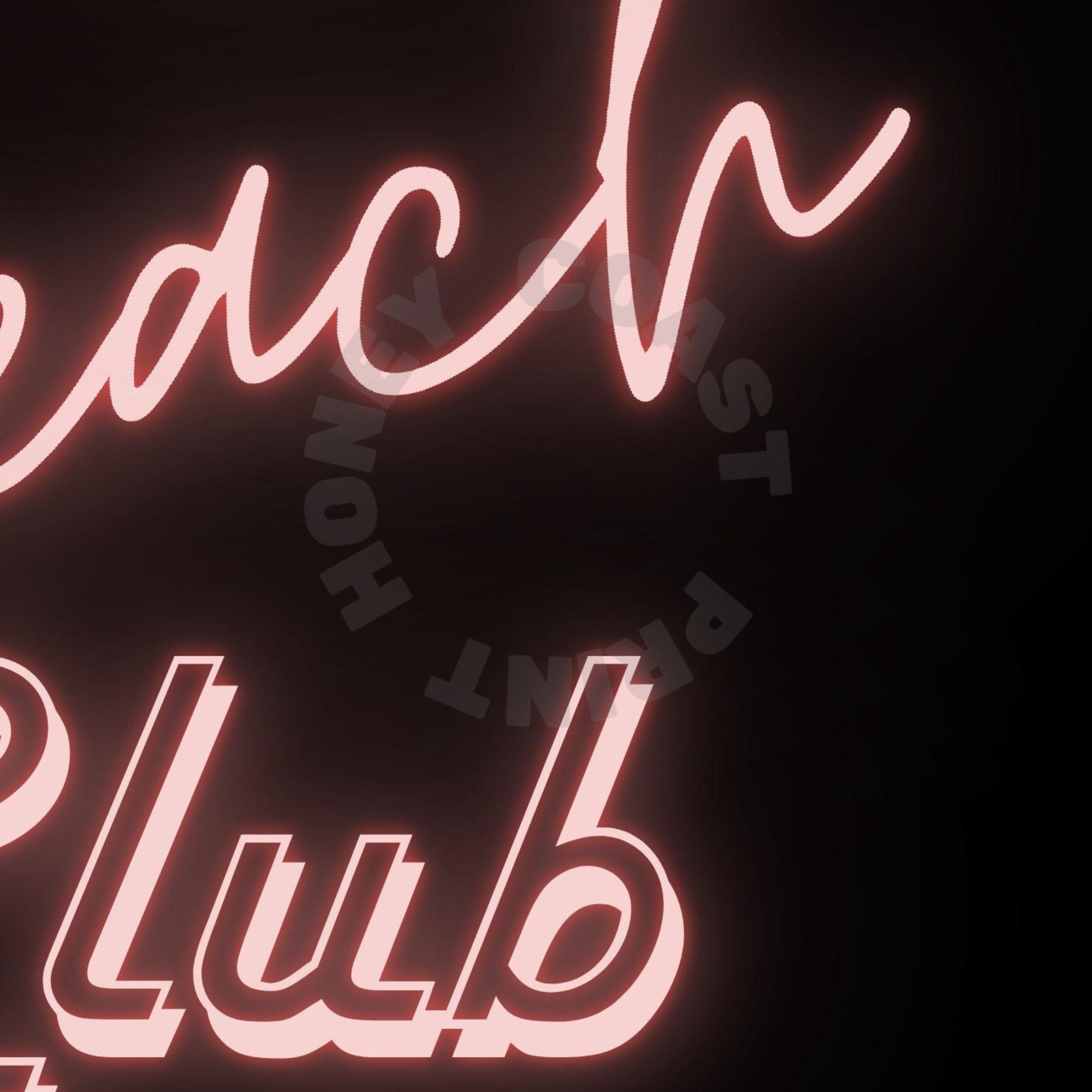 Coastal Cowgirl Beach Club Neon Sign Digital Print, Trendy Y2K ...