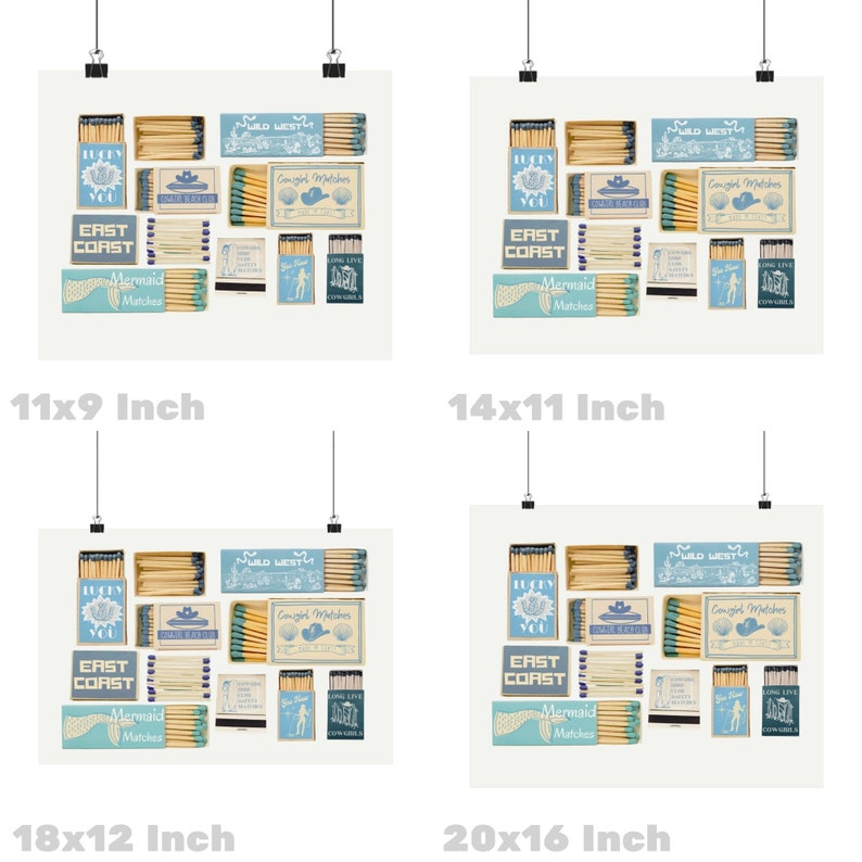 Landscape Coastal Cowgirl Vintage Matchbox Matches Print, Coastal Blue ...