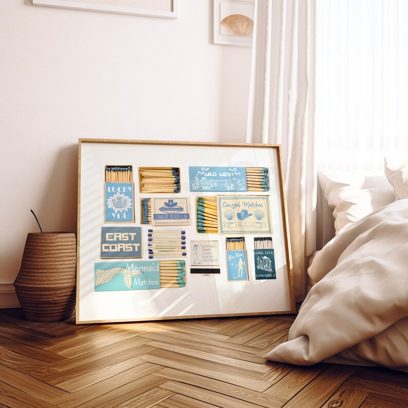 Landscape Coastal Cowgirl Vintage Matchbox Matches Print, Coastal Blue ...