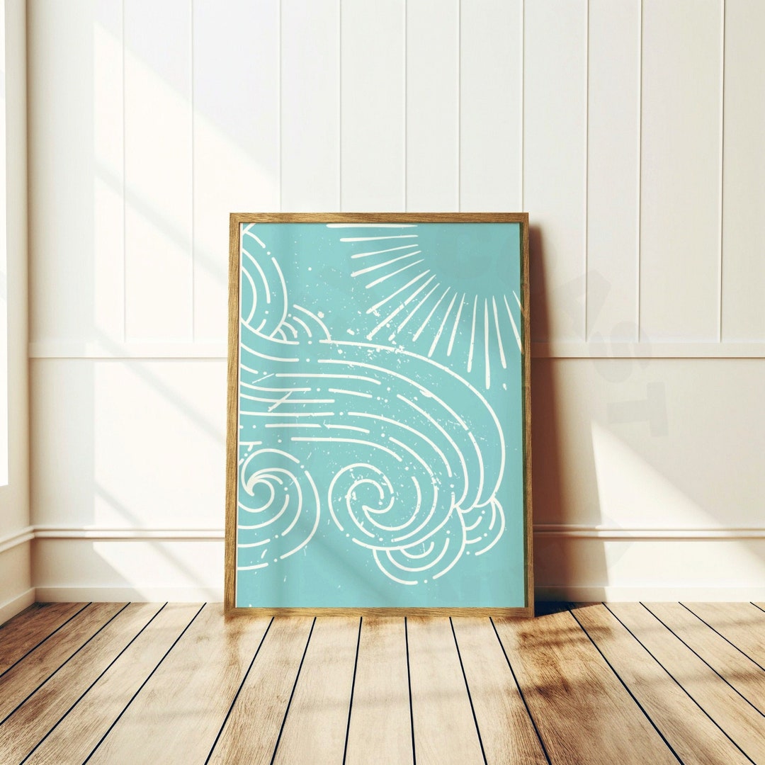 Sun and Wave Coastal Cowgirl Digital Print in Seafoam, Trendy Vintage ...