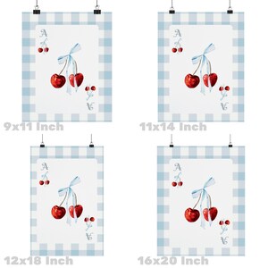 Cherry With Baby Blue Bow Playing Card Print, Coquette Vintage Hair Bow ...