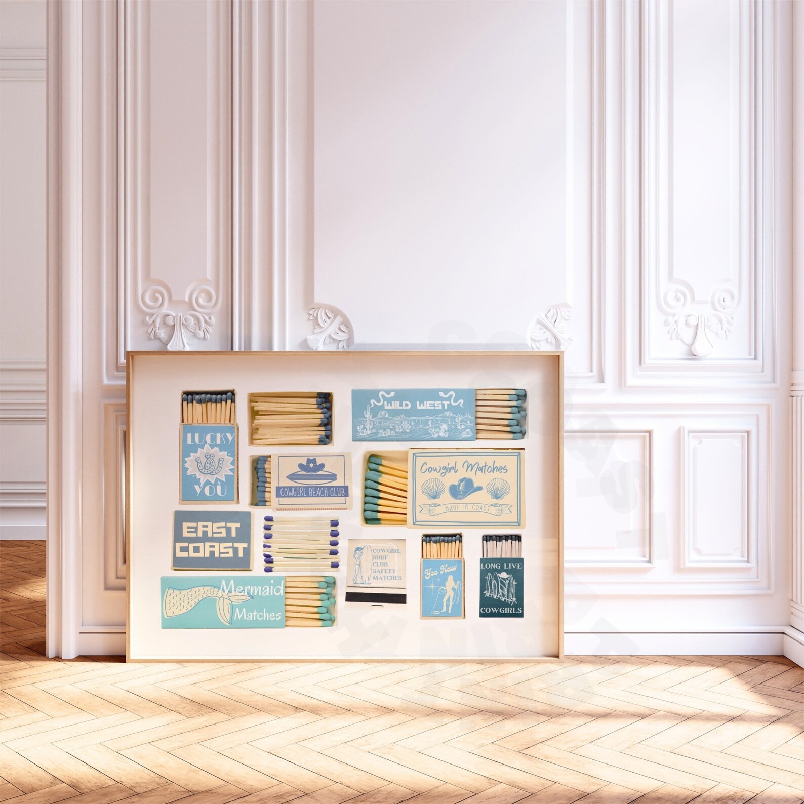 Landscape Coastal Cowgirl Vintage Matchbox Matches Print, Coastal Blue ...