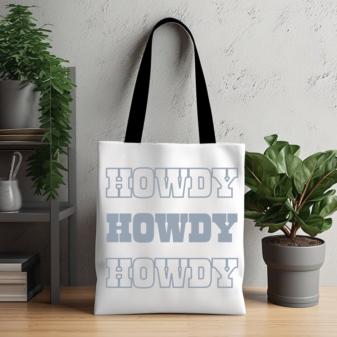 Coastal Cowgirl Howdy Bag, Cute Pastel Blue AOP Bags, Trendy Cowboy ...