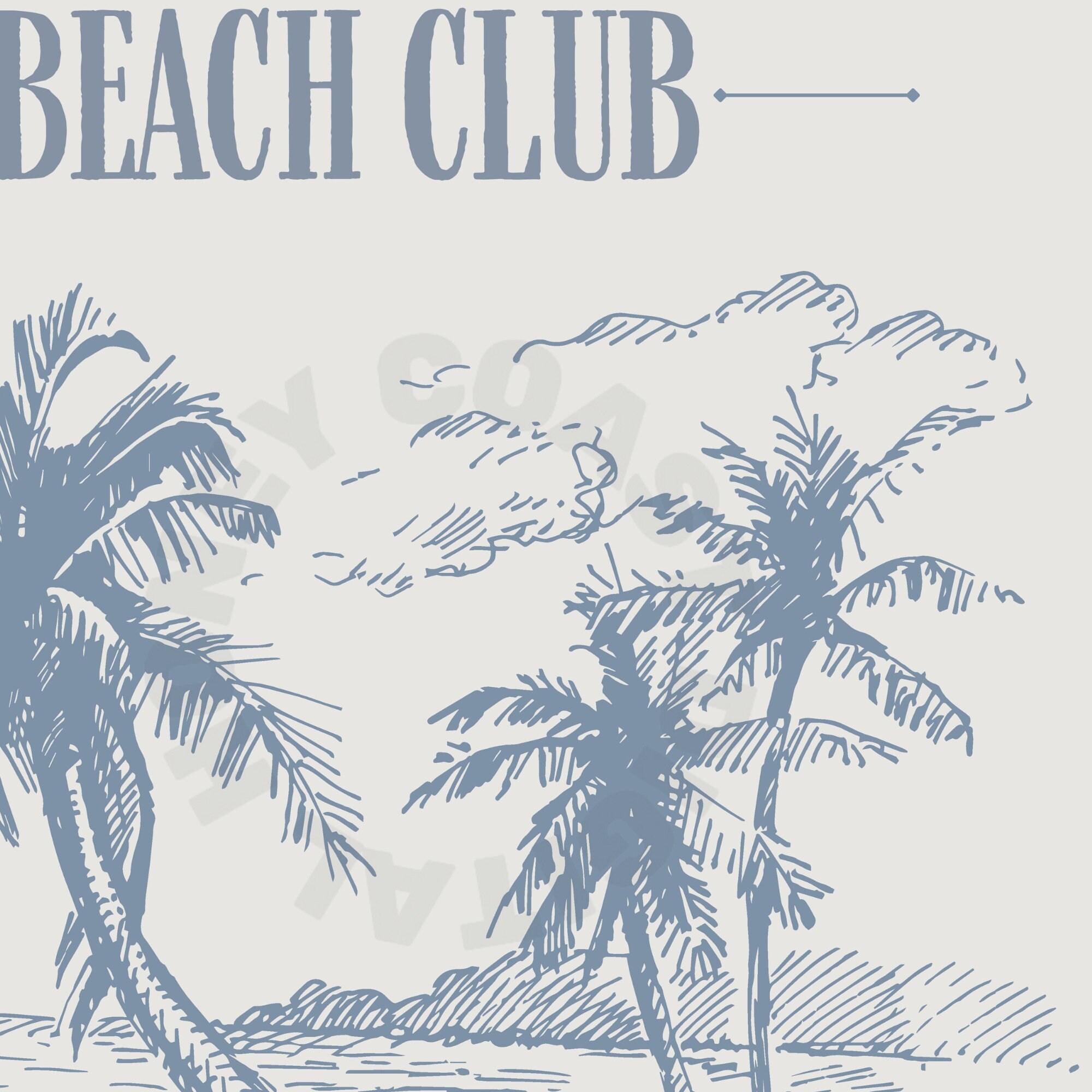 Coastal Cowgirl Digital Prints, Trendy Retro Blue Cowgirls Beach Club ...